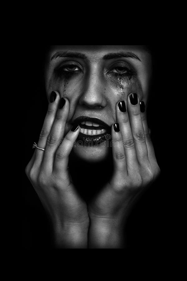 Scared Crying or Playing Bo-peep Girl Hiding Face Stock Photo - Image ...