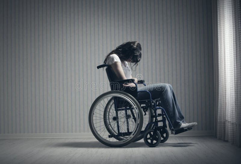 Crying Woman Sitting in Wheelchair Stock Photo - Image of sitting ...