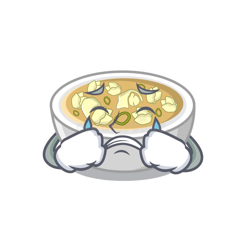 Crying Wonton Soup in a Cartoon Bowl Stock Vector - Illustration of ...