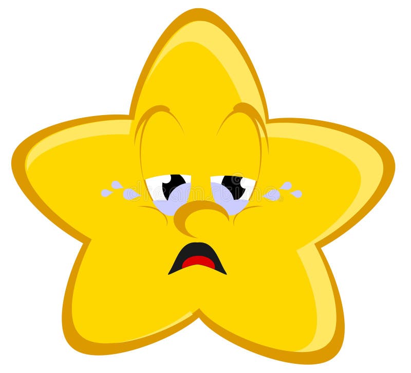Crying yellow star stock illustration. Illustration of baby - 199091939