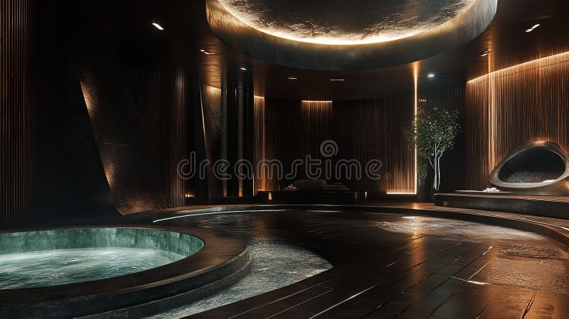 Cryo Studio with Dark Wood Interior. Stock Image - Image of design ...