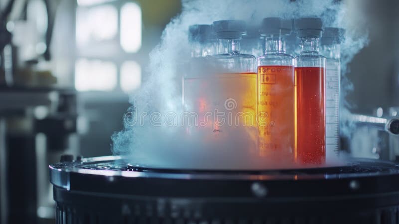 Cryogenic Freezing of Pharmaceutical Samples in Lab Stock Illustration ...