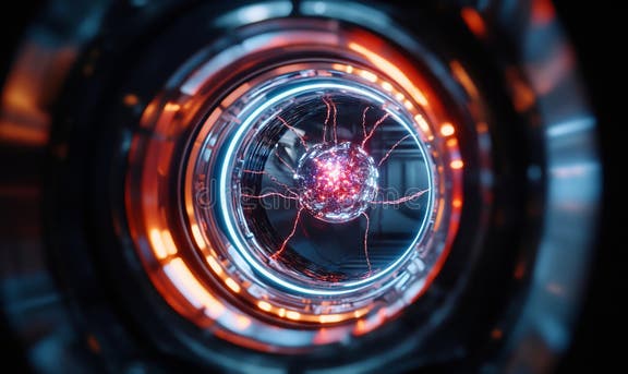 Cryogenic Quantum Computing Setup with Neon Glow Stock Image - Image of ...