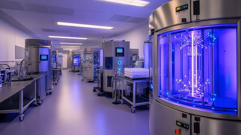 Cryogenic Quantum Lab Interior | Neon Device Glow with No Technicians ...