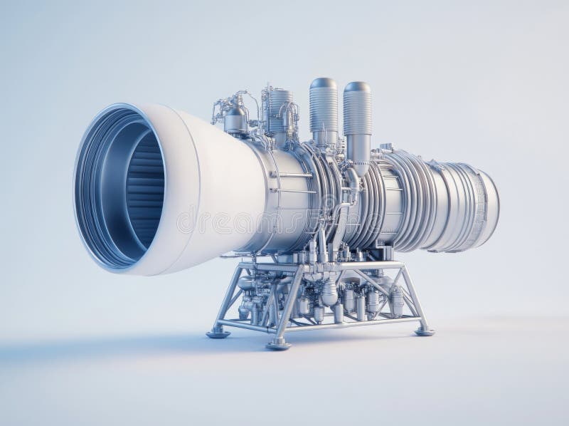 A Cryogenic Rocket Features a Single Nozzle Engine with Turbopumps for ...