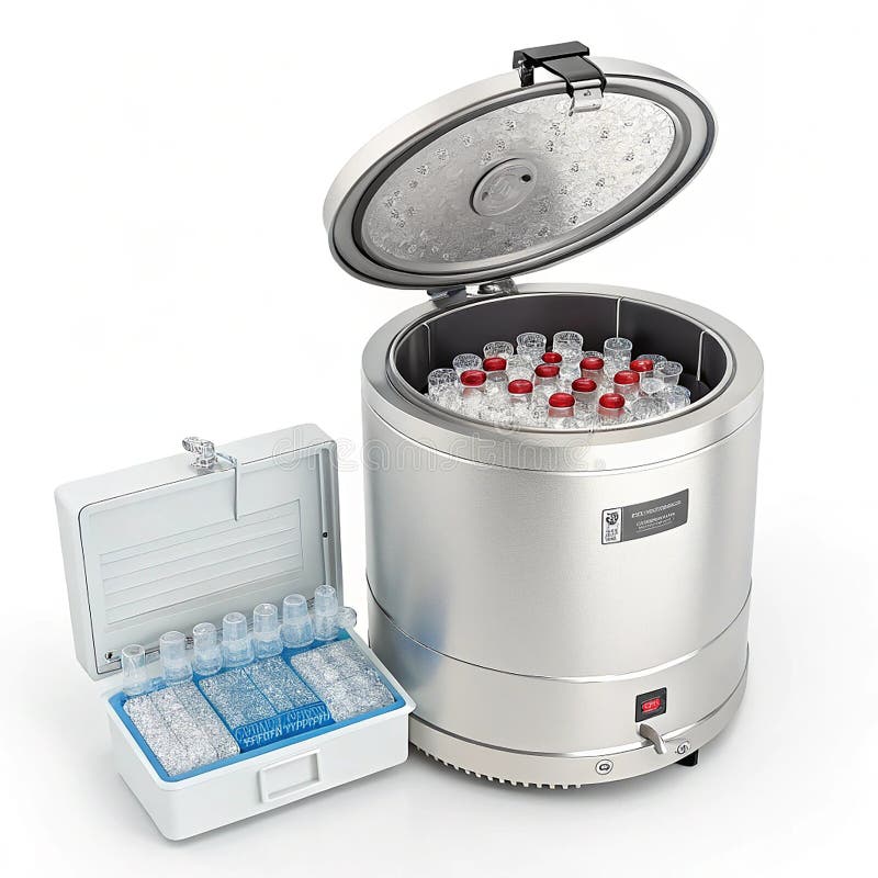 Cryogenic Storage Container Filled with Frozen Samples Stock ...