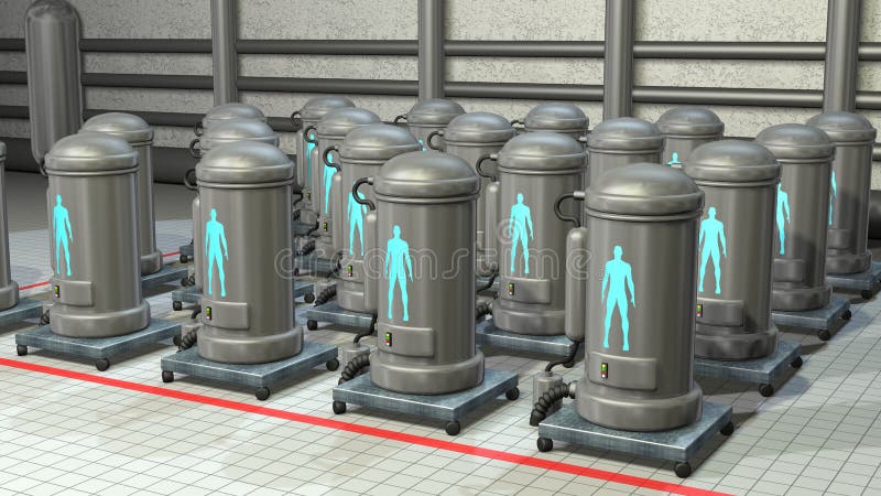 Life Support Chambers, Cryonic Tanks Containing People. View 4 . 3d ...