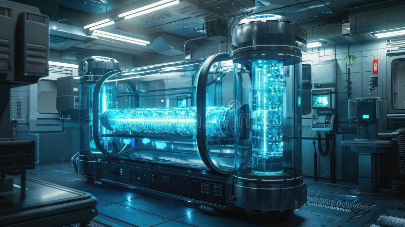 Cryonics Capsule and Futuristic Containers: Sci-Fi Illustration Stock ...