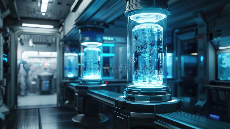 Cryonics Capsule and Futuristic Containers: Sci-Fi Illustration Stock ...