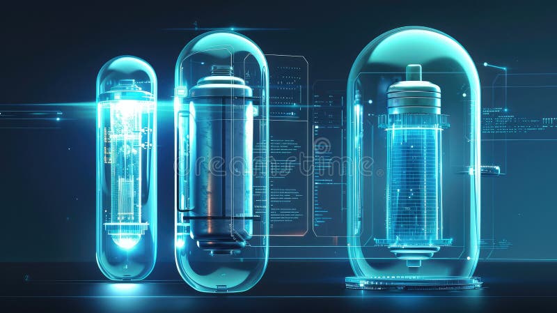Cryonics Capsule and Futuristic Containers: Sci-Fi Illustration Stock ...