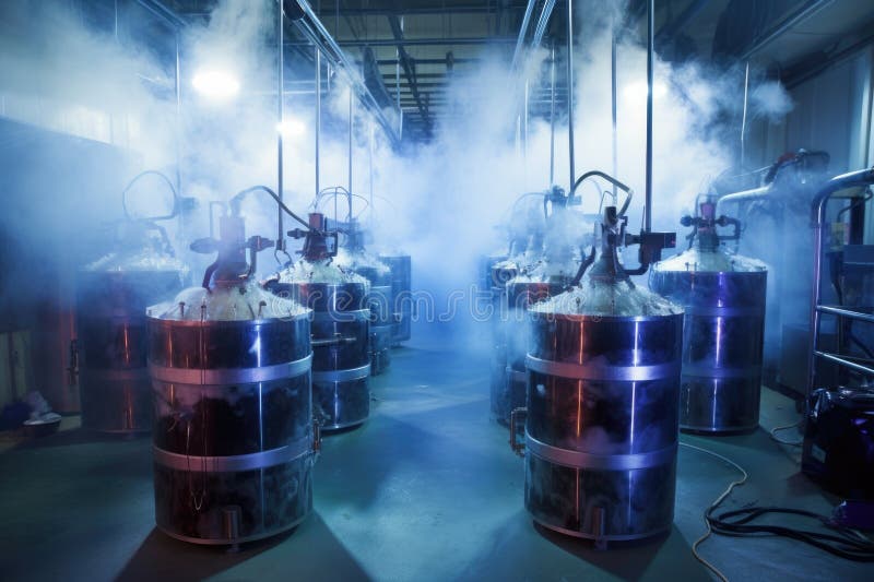 Cryopreservation Tanks Filled with Liquid Nitrogen Stock Photo - Image ...