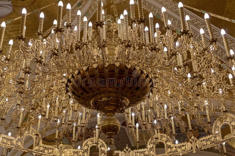 Crypt Chandelier stock photo. Image of history, lightbulbs - 145125968