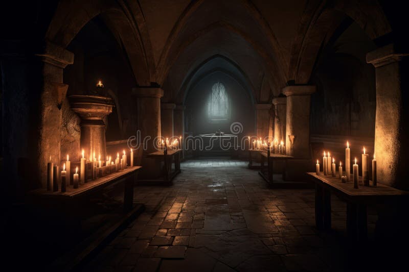 Crypt Interior Candles. Generate Ai Stock Illustration - Illustration ...