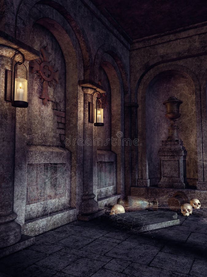 Old Crypt In A Gothic Graveyard Stock Illustration - Illustration of ...