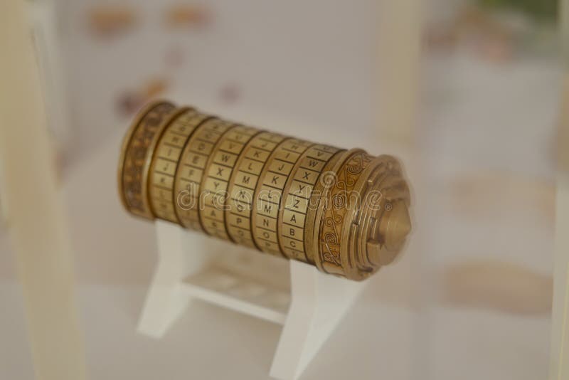 Cryptex Resting on White Stand Showing Alphabet Letters, Concept of ...