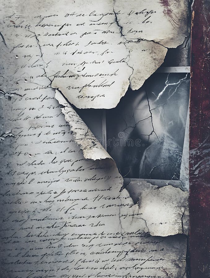 Cryptic Notes and Torn Photo in Dark Thriller with Reaching Hand Stock ...