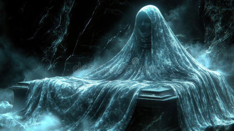 Cryptic Tomb, Veiled Figure Stock Image - Image of design, stone: 367001317