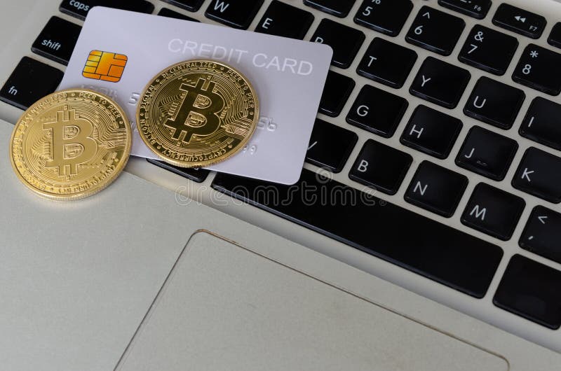 Crypto Bitcoin and Credit Card on Computer Keyboards. Finance in the ...