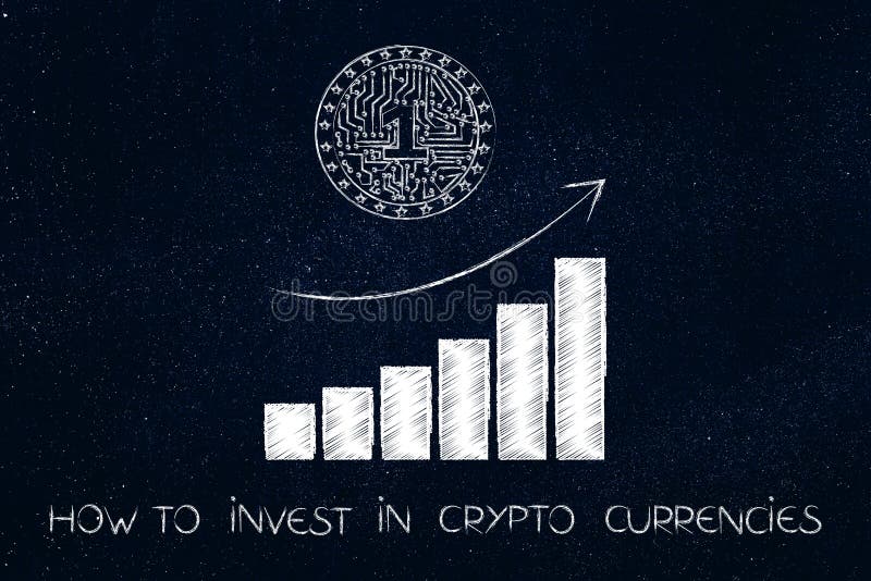Crypto Coin with Electronic Circuits and Positive Growth Graph Stock ...