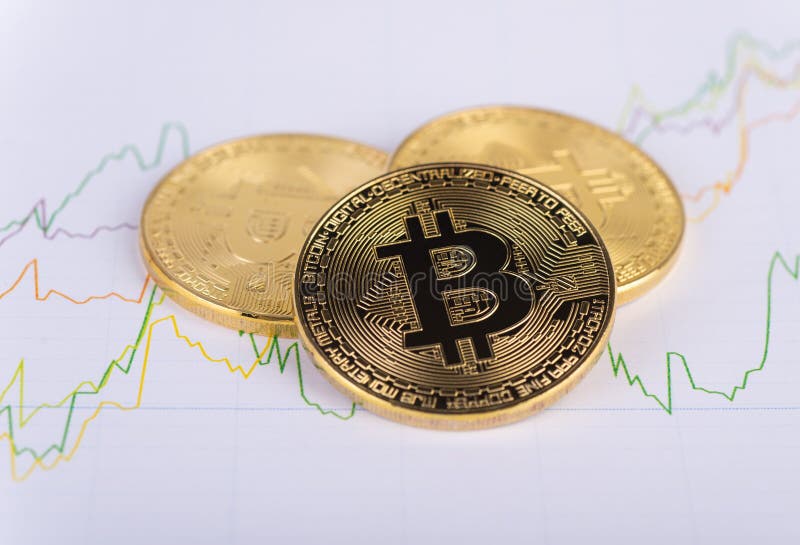 Crypto Currency Bitcoins on Chart of Exchange Rates Stock Photo - Image ...
