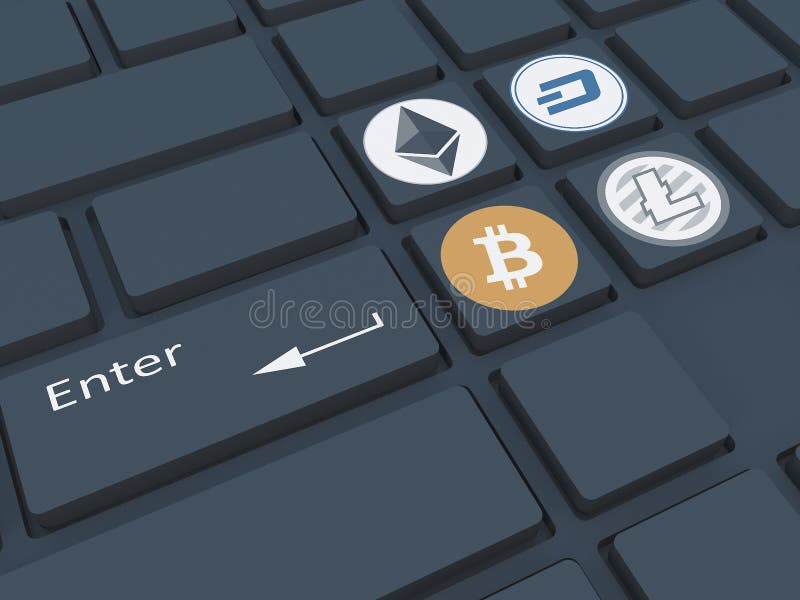 Crypto Currency. Keyboard with Symbols. Mining of Crypto-currencies ...
