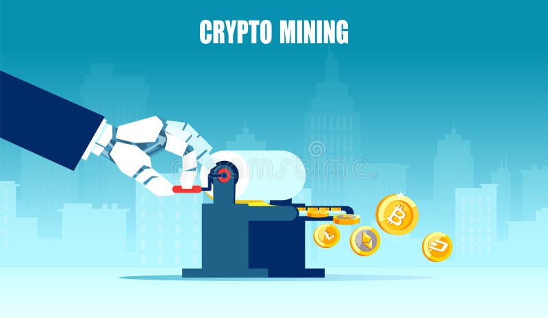 Crypto Currency Mining Concept, Vector Illustration Stock Illustration ...