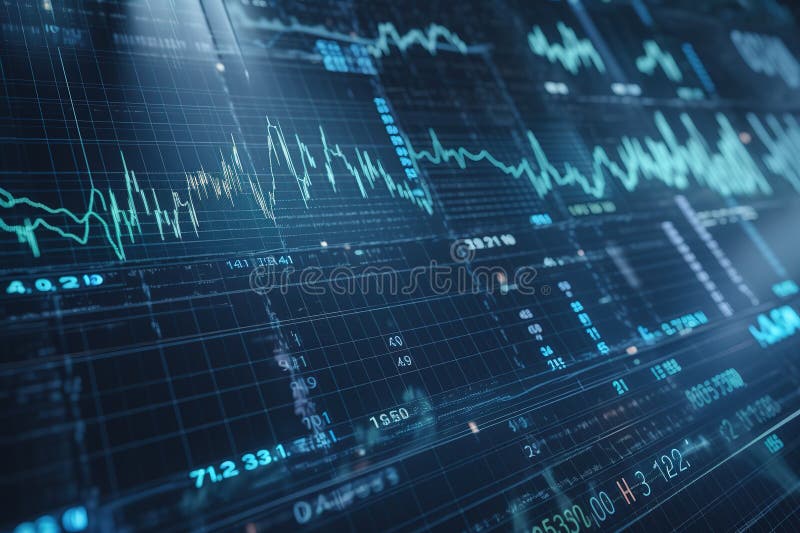Crypto Graph Chart with Black Background and Blue Lines on a Device ...