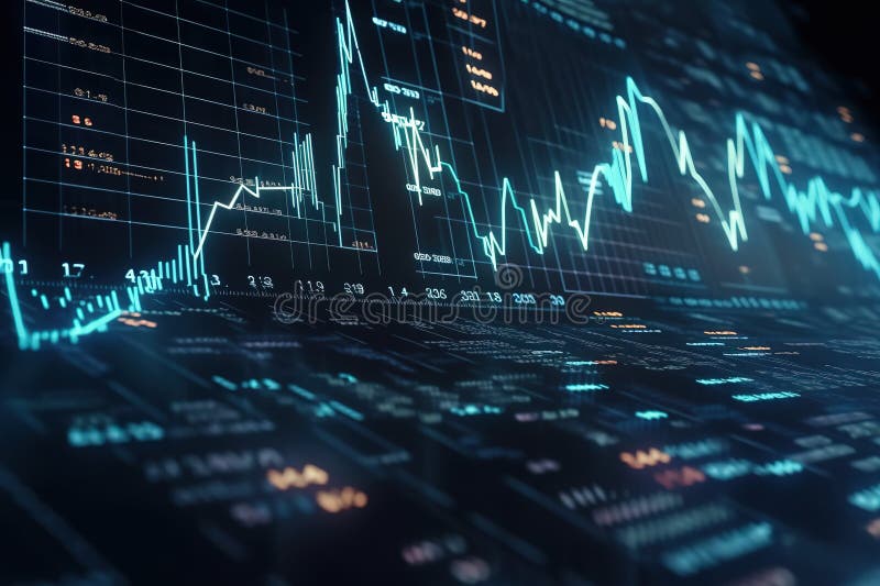 Crypto Graph Chart with Black Background and Blue Lines on a Device ...