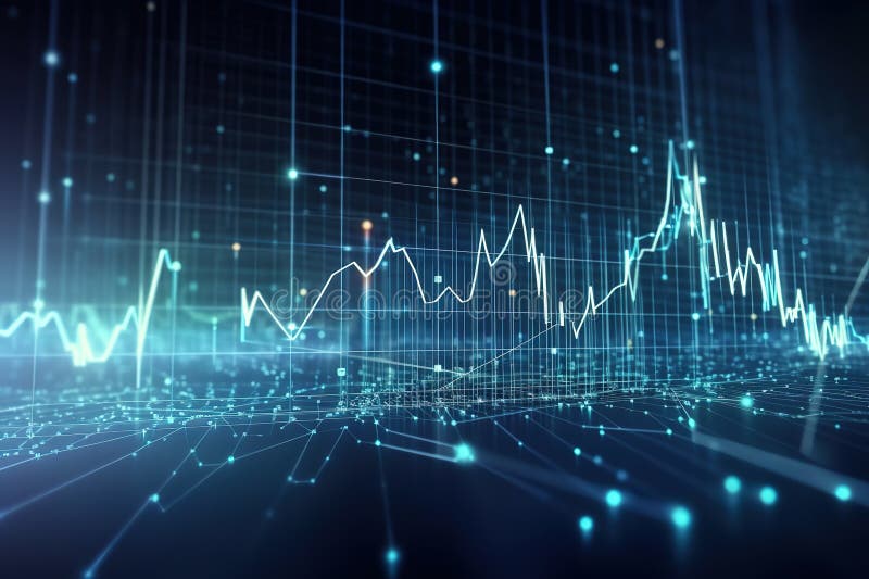 Crypto Graph Chart with Blue Line and Black Background. Generative AI ...
