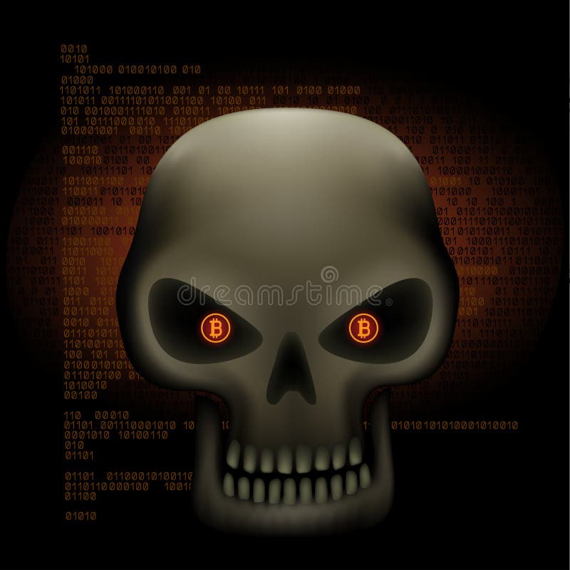 Crypto Hacker Skull Bitcoin Eyes Stock Vector - Illustration of code, concept: 106718280