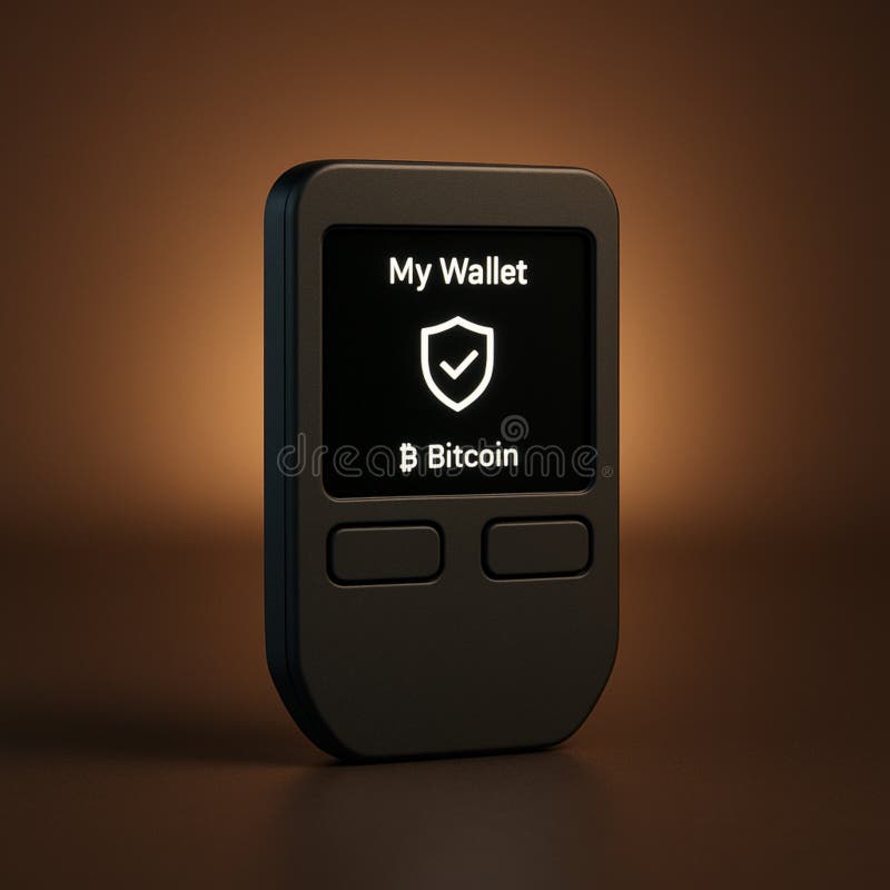 Crypto Hardware Wallet Display with Shield Icon Stock Illustration ...