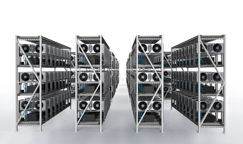 Crypto Mining Farm with Graphic Card or Gpu Rack Stock Illustration ...