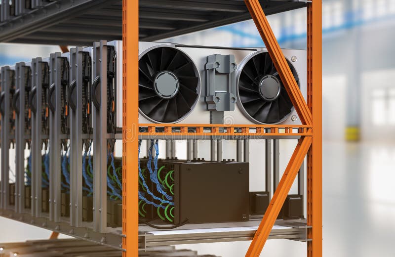 Crypto Mining Farm with Graphic Card or Gpu Rack in Warehouse Stock ...