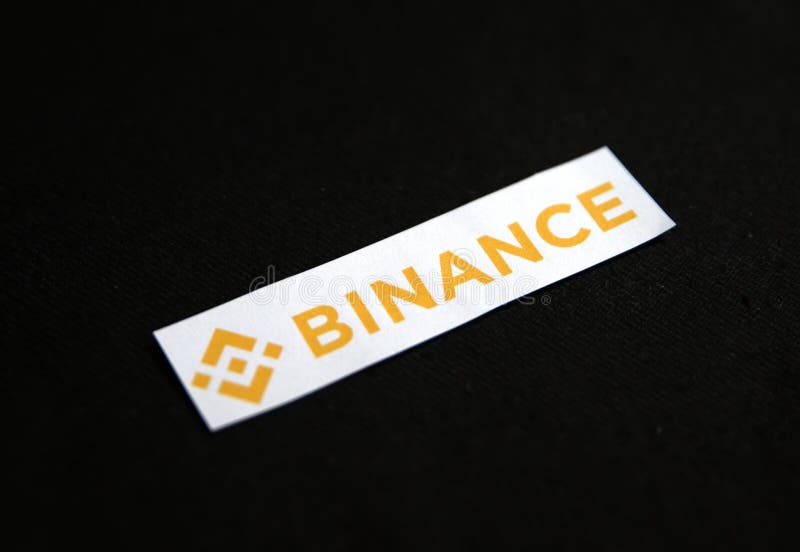 Crypto Platform Binance White Sticker on the Black Isolated Backdrop ...