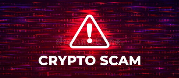 Crypto Scam Warning Symbol on Digital Binary Code Background ...