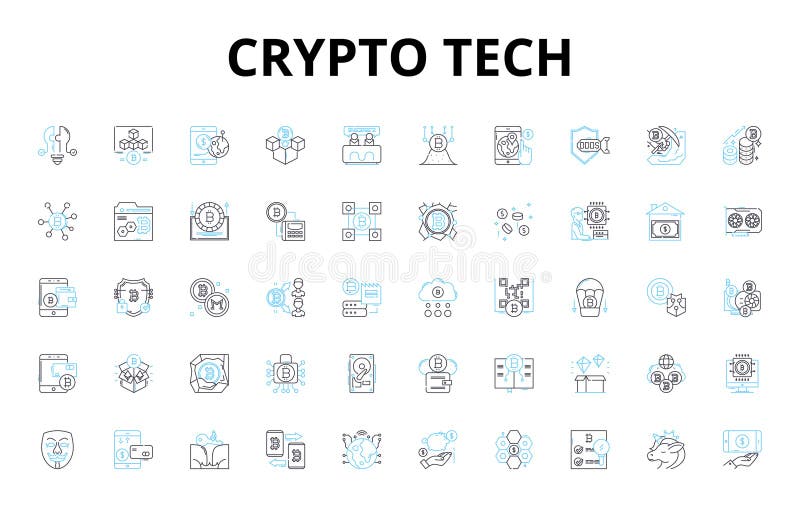 Crypto Tech Linear Icons Set. Blockchain, Bitcoin, Ethereum ...