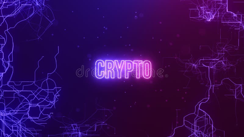 Crypto Tech Text Neon on Abstract Background of Connection Data ...