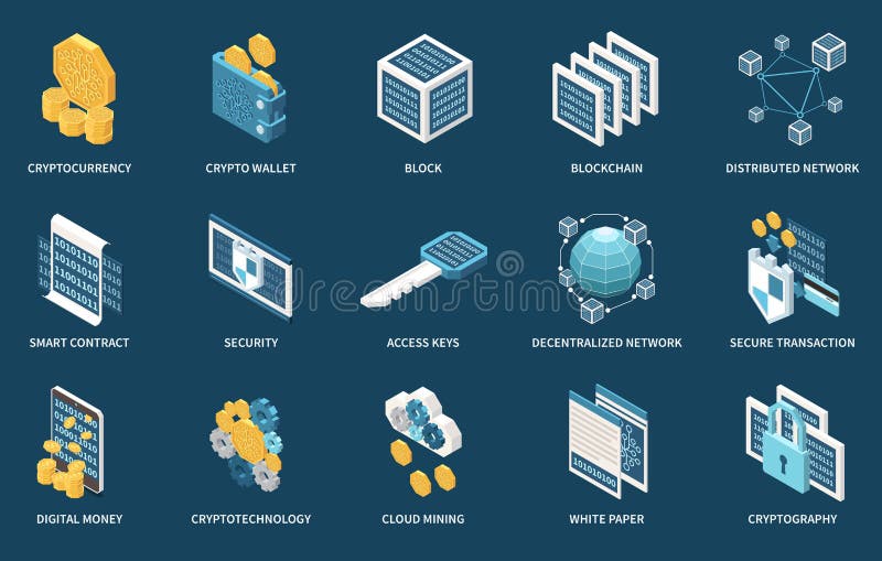 Crypto Technology Set stock vector. Illustration of modern - 251953847