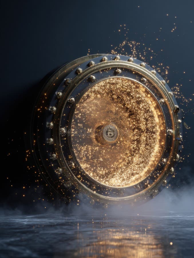 Crypto Token Vault Opens with Glowing Golden Particles Showcasing a ...