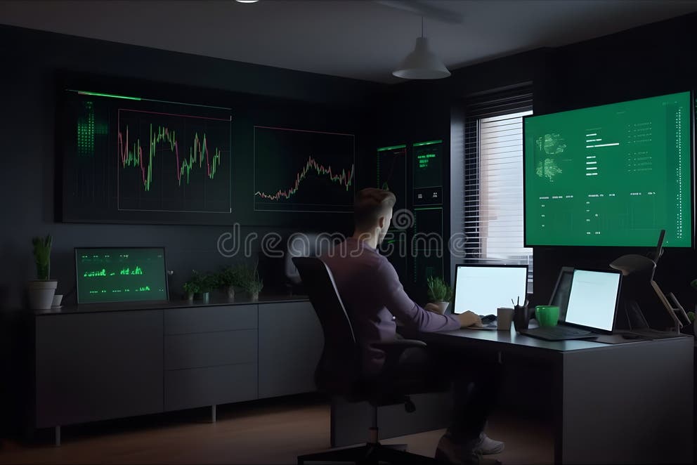 Crypto Trader Investor Analyst Broker Interface. Neural Network AI Generated Stock Illustration ...