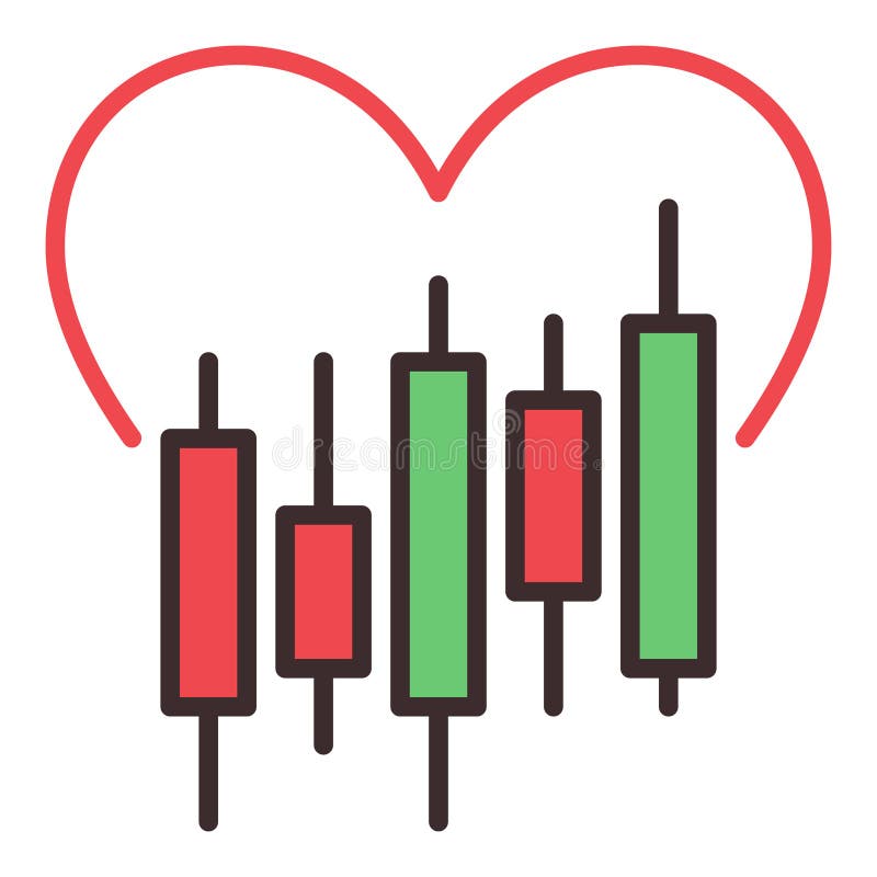 Crypto Trading Chart with Heart Vector Colored Icon or Logo Element ...