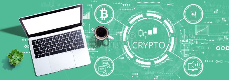 Crypto Trading Theme with a Laptop Computer Stock Image - Image of ...