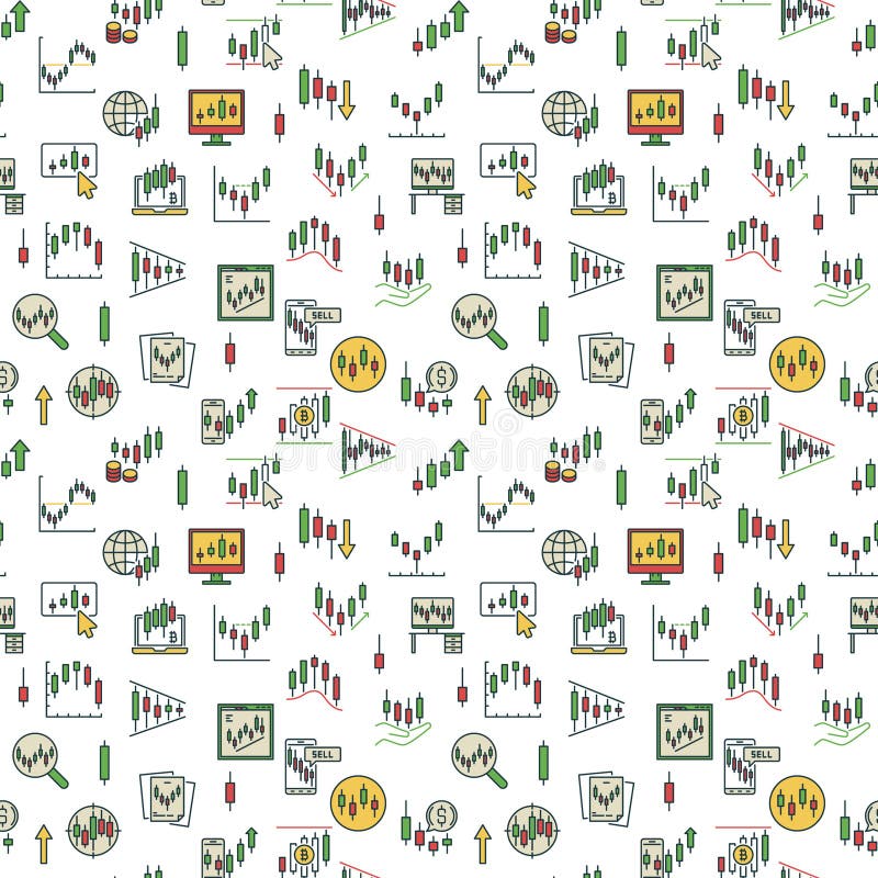 Crypto Trading Vector Colored Modern Seamless Pattern Stock Vector ...
