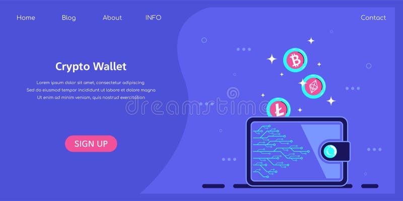 Crypto Wallet Concept Banner, Flat Style Illustration Stock Vector ...