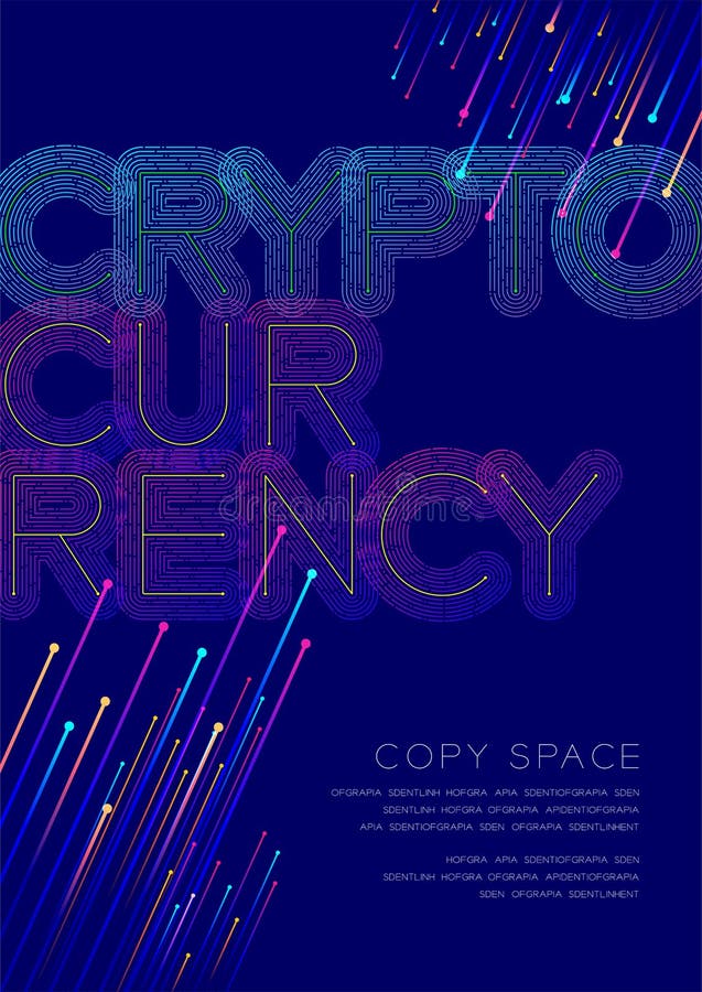 Cryptocurrency Big Text Dot and Dash Line Pattern Layer Overlay, Poster ...