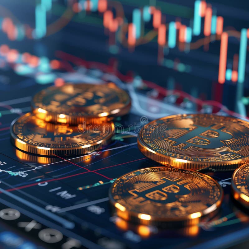 Cryptocurrency Bitcoin Coins on Computer Keyboard Stock Photo - Image ...