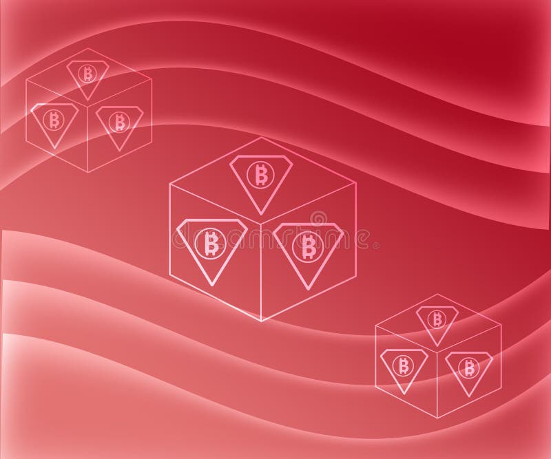 Cryptocurrency Bitcoin Blocks on Red Gradient Background Stock ...