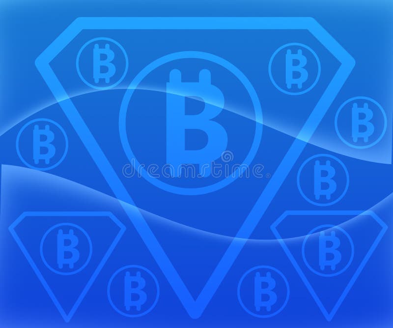 Cryptocurrency Bitcoin Logo On Blue Gradient Background Stock ...