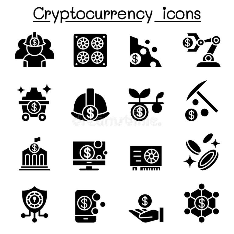 Cryptocurrency , Blockchain & ICO Icon Set Stock Illustration ...