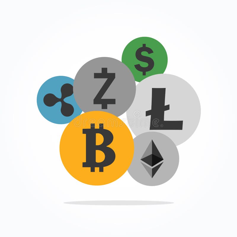 Cryptocurrency and Blockchain Flat Icon. Stock Vector - Illustration of ...